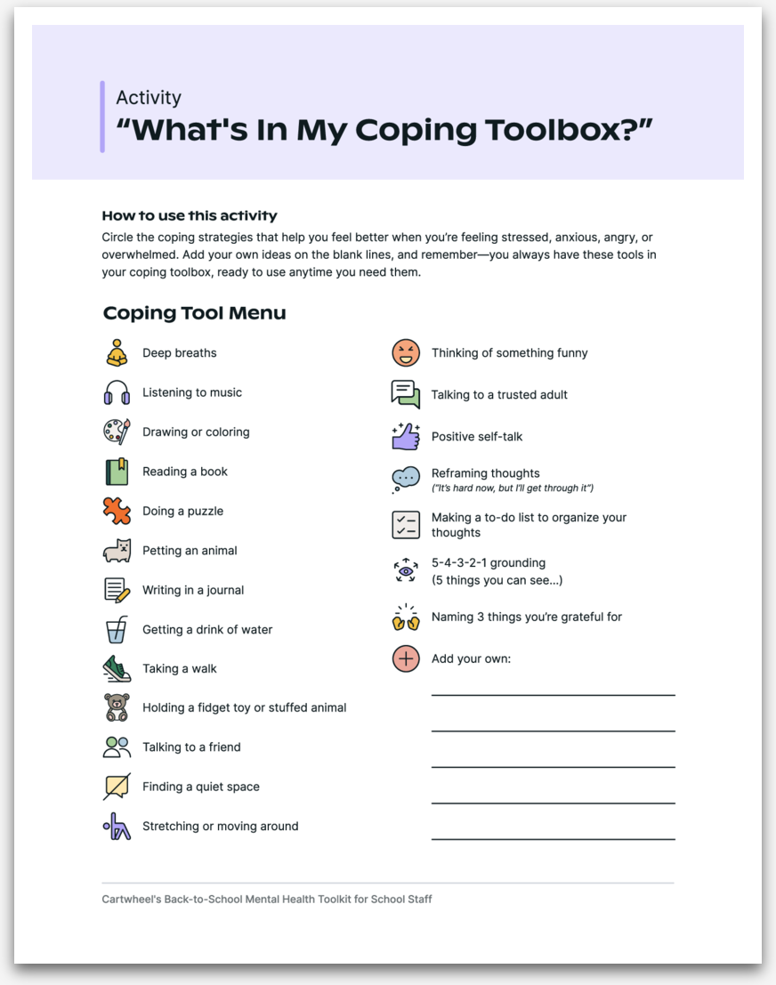 Staff Toolkit: What’s in My Coping Toolbox - Cartwheel